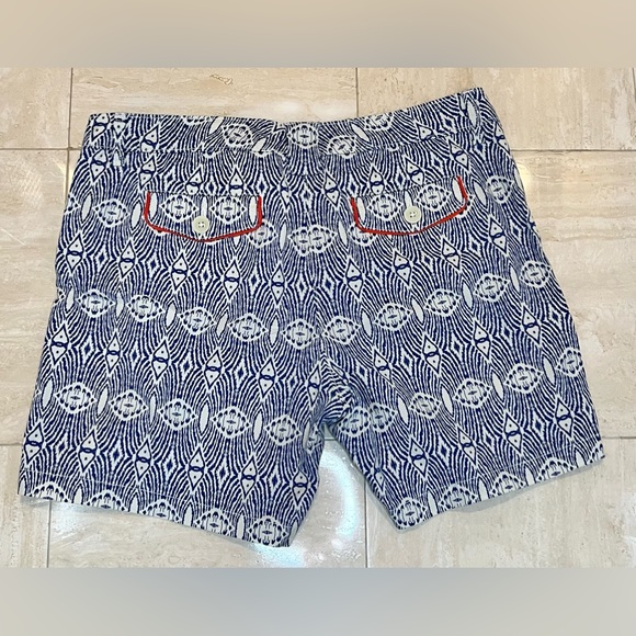 CAbi | Shorts | Cabi Prep Shorts Blue White Ikat Print Size Style 326 | Poshmark